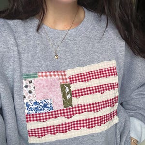 Colorful American Flag Patchwork Sweatshirt, Vintage Flag Crewneck ...