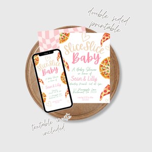 Editable Pizza Baby Shower Invitation, Slice Slice Baby, Pizza Party ...