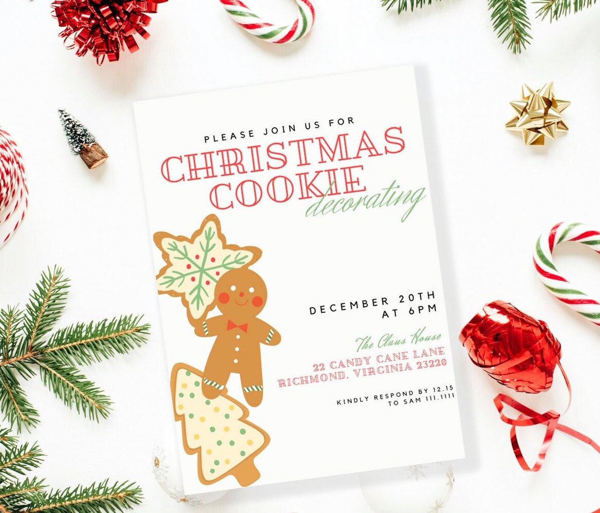 Editable Holiday Cookie Party Invitation, Digital Christmas Cookie ...