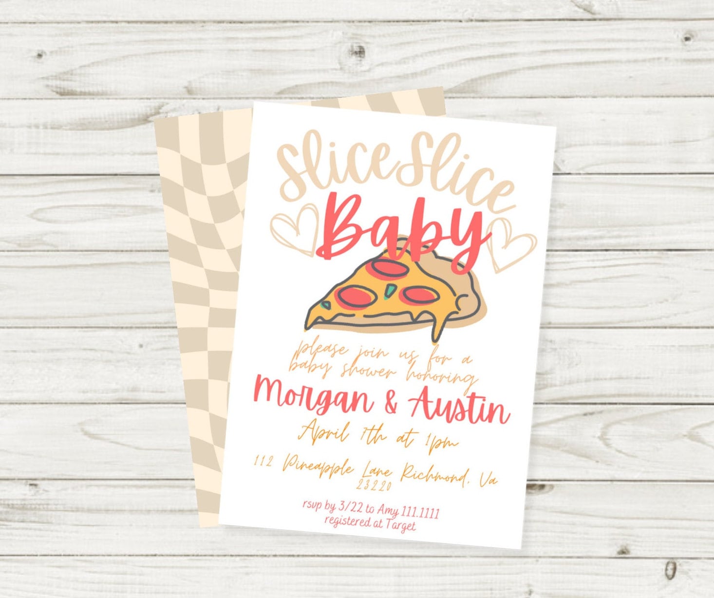 Editable Pizza Baby Shower Invitation, Slice Slice Baby, Pizza Party ...