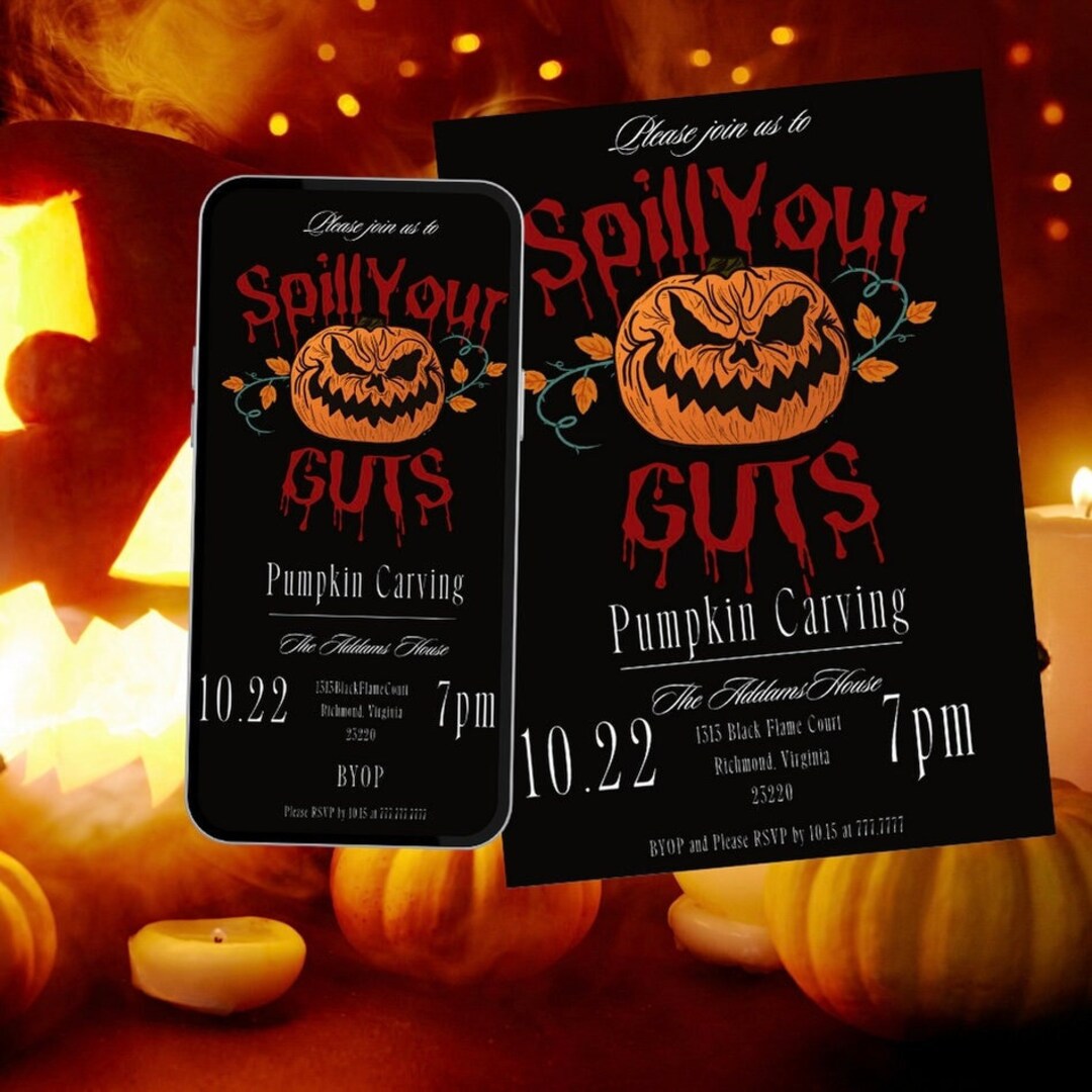 Editable Pumpkin Carving Party Invitation, Digital Invite With Bonus ...