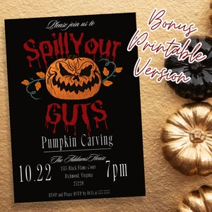 Editable Pumpkin Carving Party Invitation, Digital Invite With Bonus ...