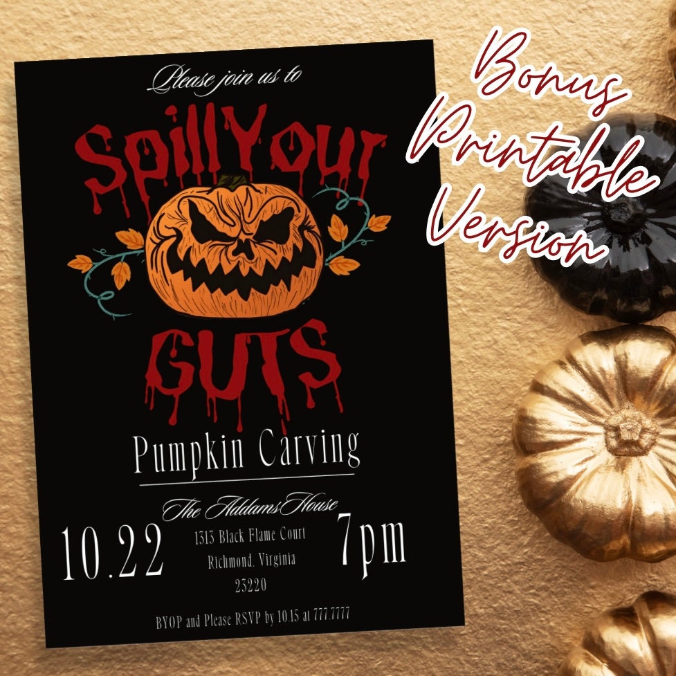 Editable Pumpkin Carving Party Invitation, Digital Invite With Bonus ...