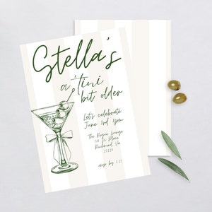 Editable A Tini Bit Older Birthday Invite, Martini Theme Party Digital ...