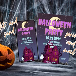 Editable Halloween Haunted House Party Invitation, Digital Invite With ...