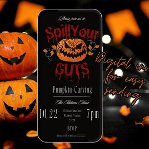 Editable Pumpkin Carving Party Invitation, Digital Invite With Bonus ...