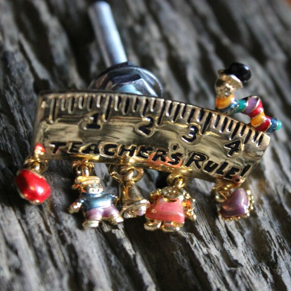 Items similar to Teacher's Rule Dangle Drawer Pull, Vintage Brooch ...