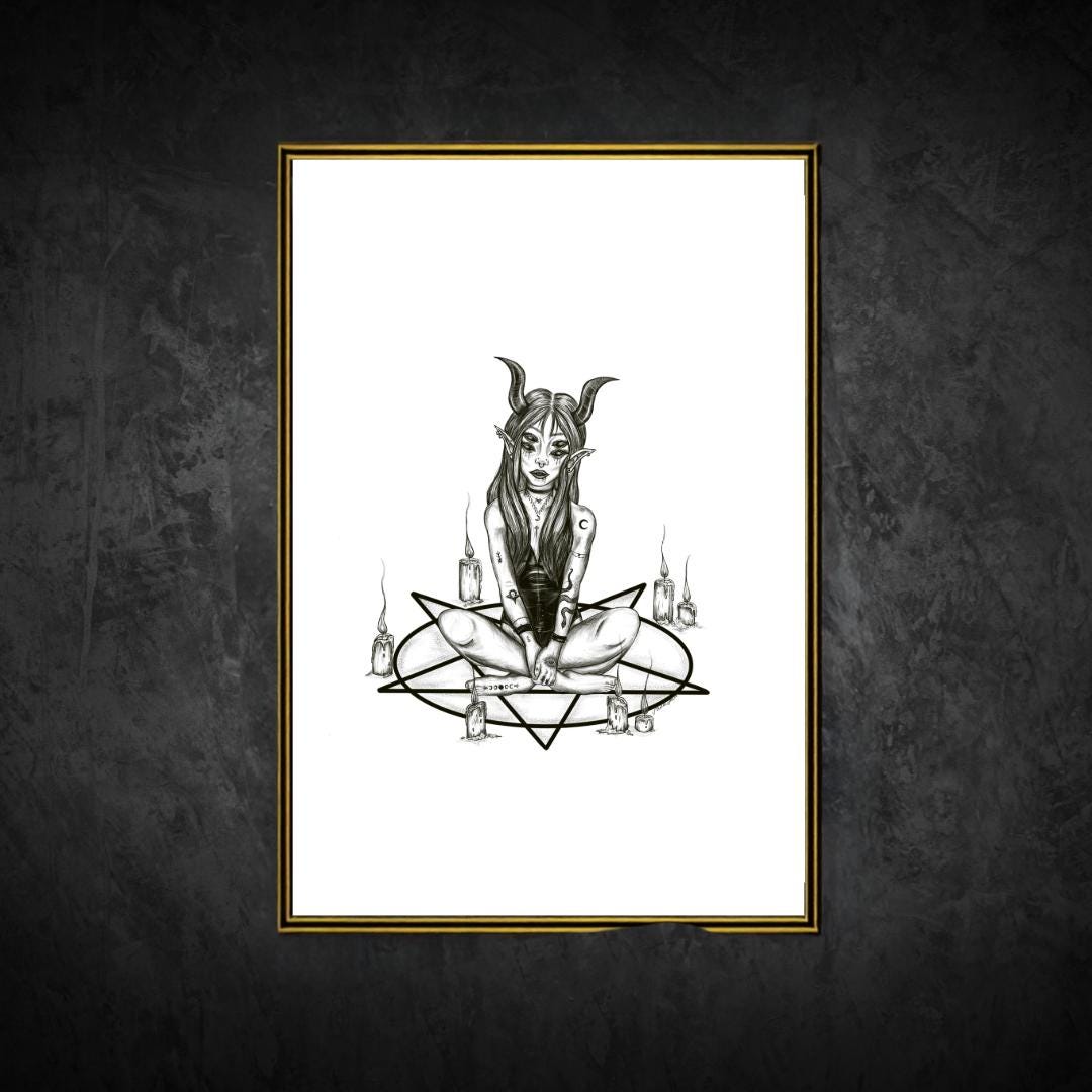 Illustrated Spellbound Tattoo Witch Gothic Wall Art Print - Etsy