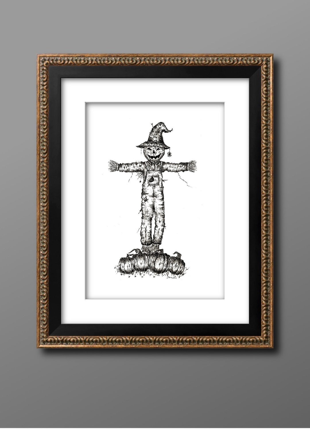 Illustrated Halloween Scarecrow Gothic Wall Art Print - Etsy