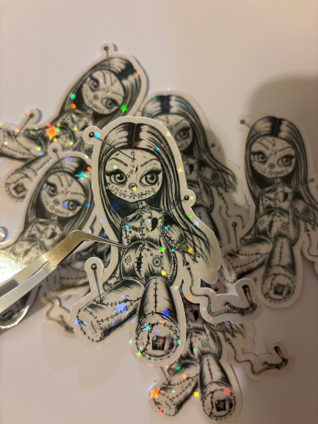 Voodoo Doll Cute Illustration Witchcraft Holographic Sticker - Etsy