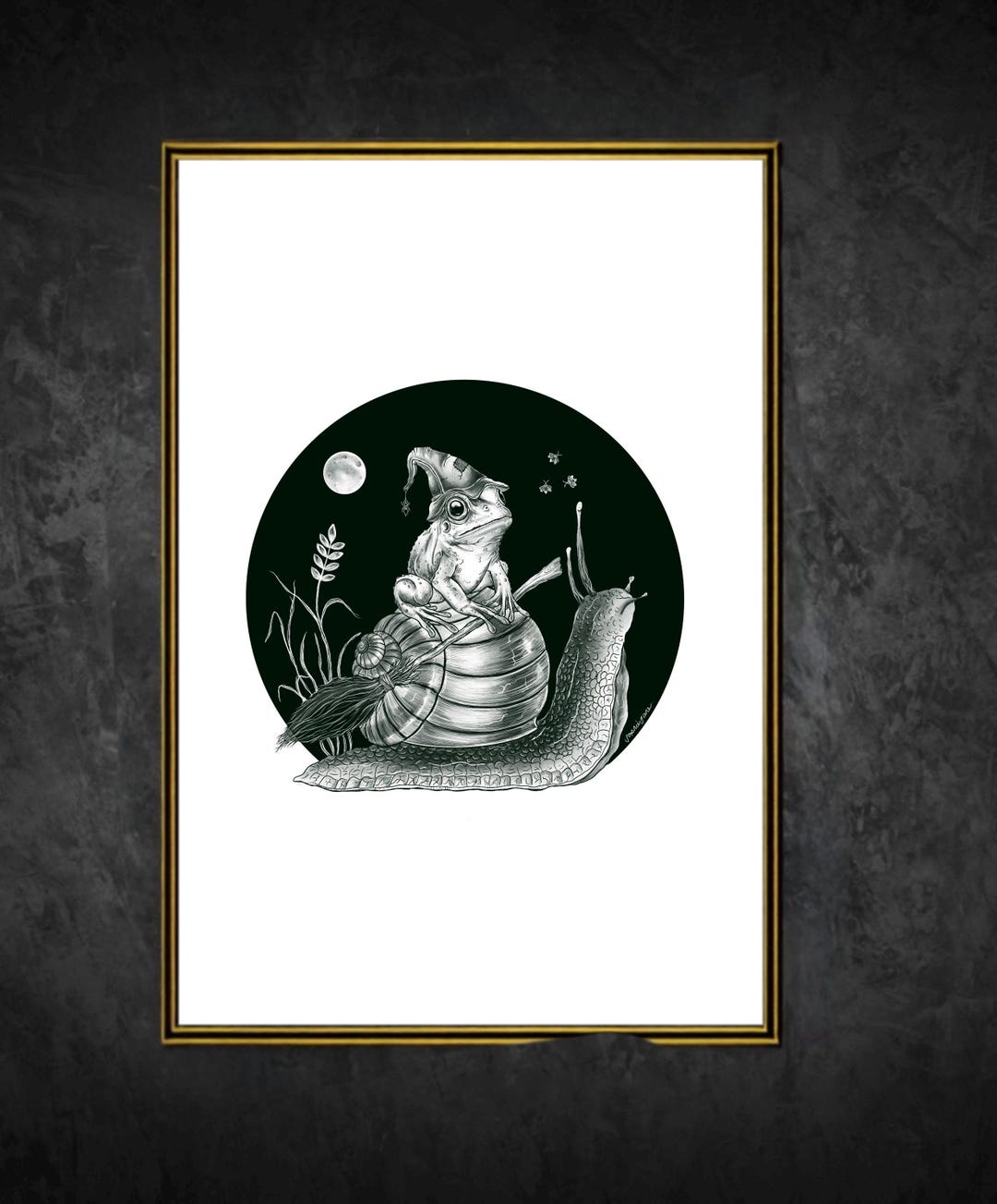 Frog Witch Snail A4 Illustrated Wall Art Print - Etsy