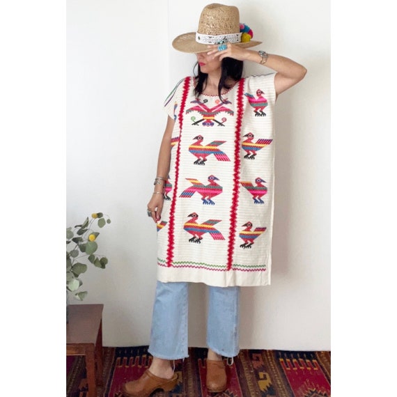 Oaxacan Huipil Dress / Mexican Handwoven Caftan / Emb… - Gem