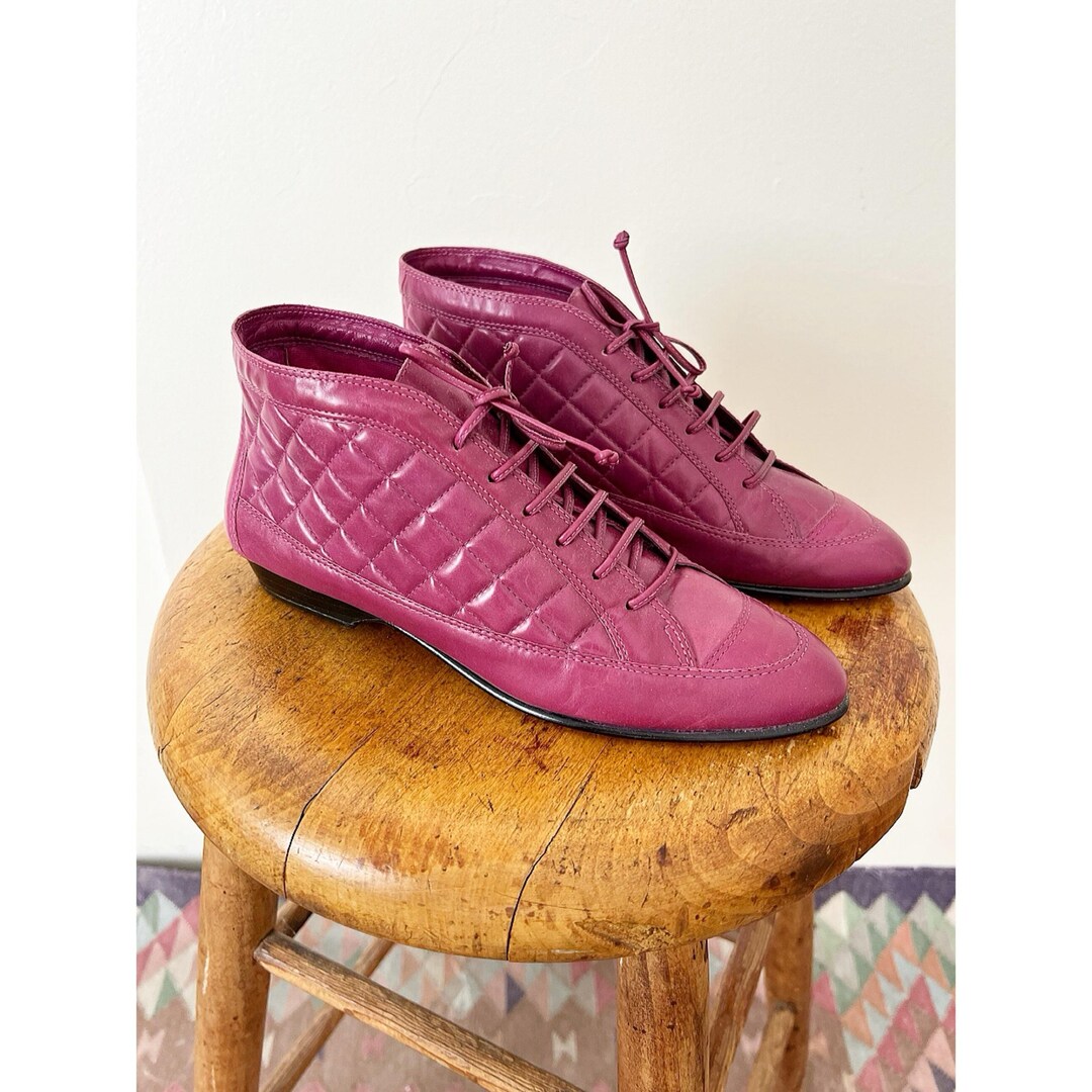 Vintage Quilted Leather Booties / Victorian Style Ankle Boots / Size 6. ...