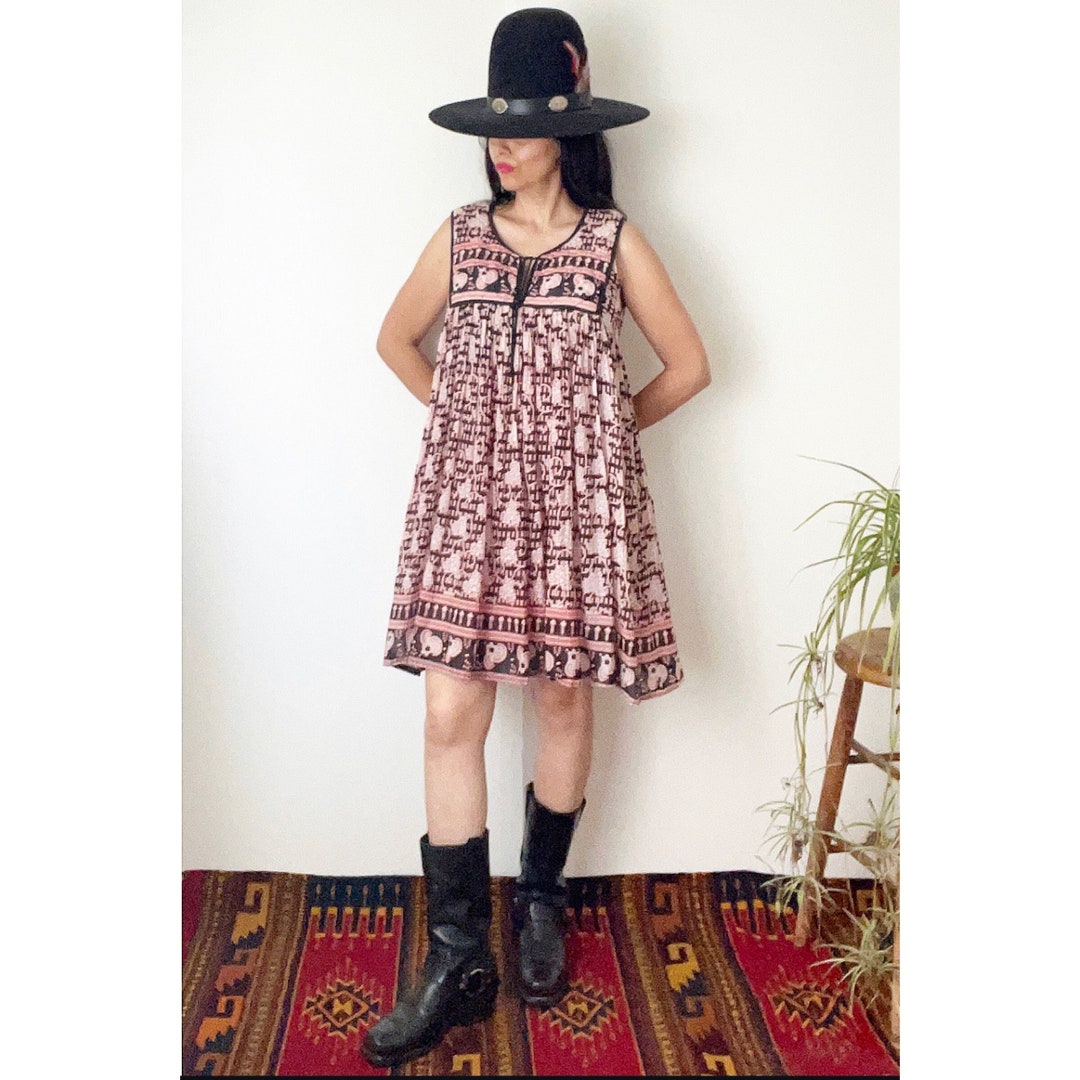 Vintage Indian Cotton Tunic Dress / India Mini Dress / S / M / - Etsy
