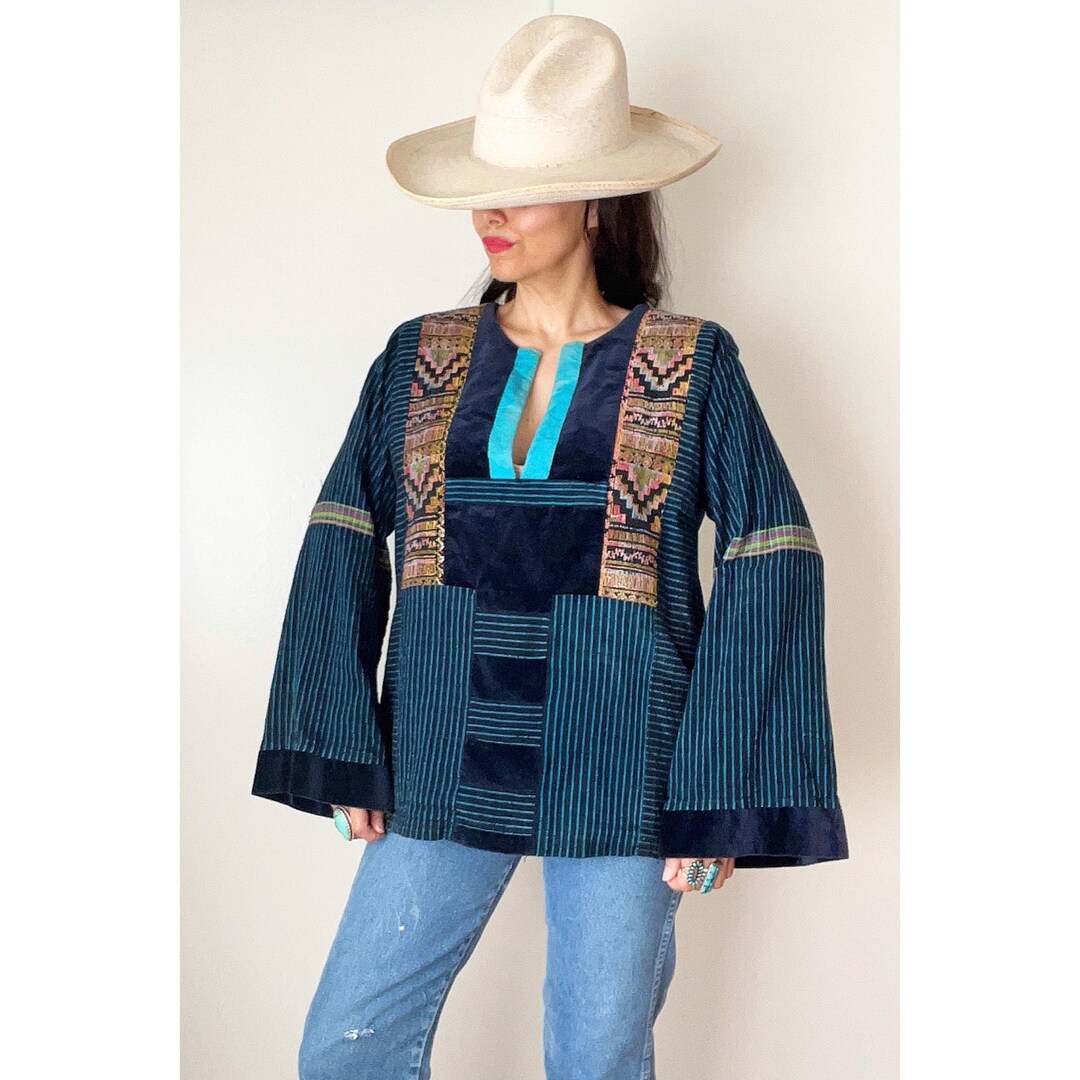 Vintage Guatemalan Indigo Tunic / Ethnic Patchwork Blouse / M / - Etsy