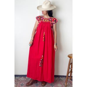 Vintage Oaxacan Maxi Dress / Mexican Embroidered Dress / San Antonino ...