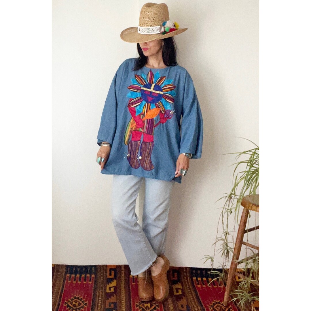 Vintage Southwestern Blouse by Alfredo's Wife / Art to Wear Appliqués ...