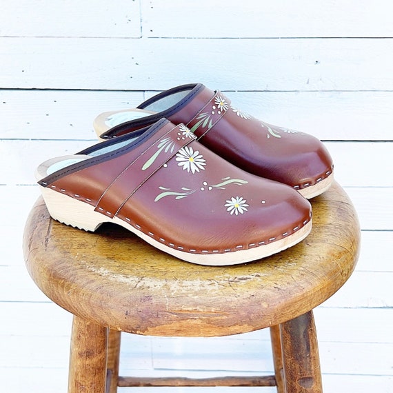 80s swedish leather clogs - Gem