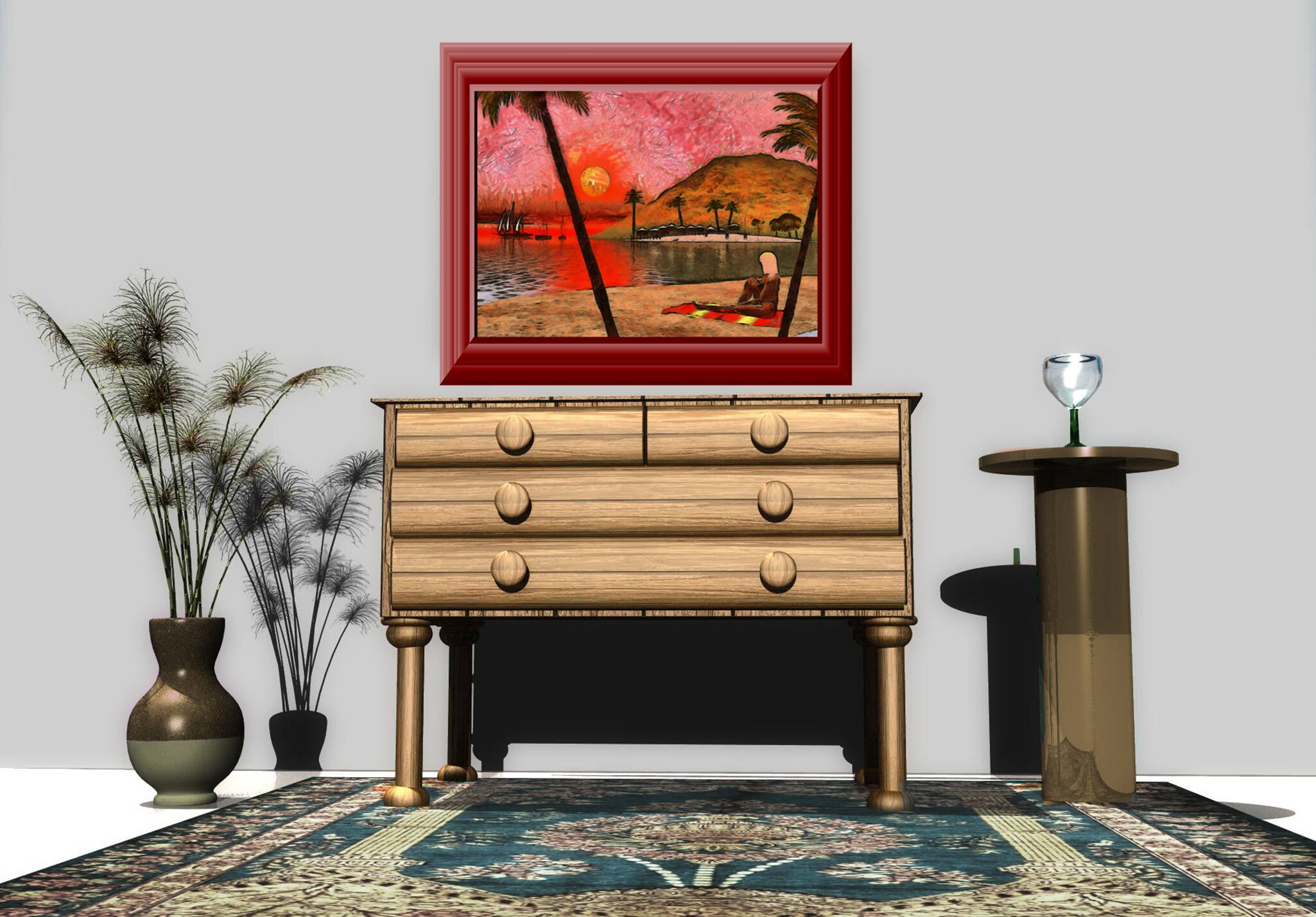 Wall Art Print of Bango Bango Beach, a Lady Suns Herself on the Beach ...