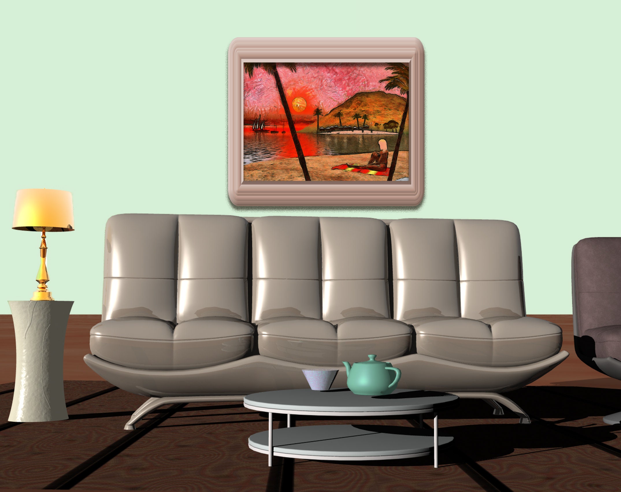 Wall Art Print of Bango Bango Beach, a Lady Suns Herself on the Beach ...