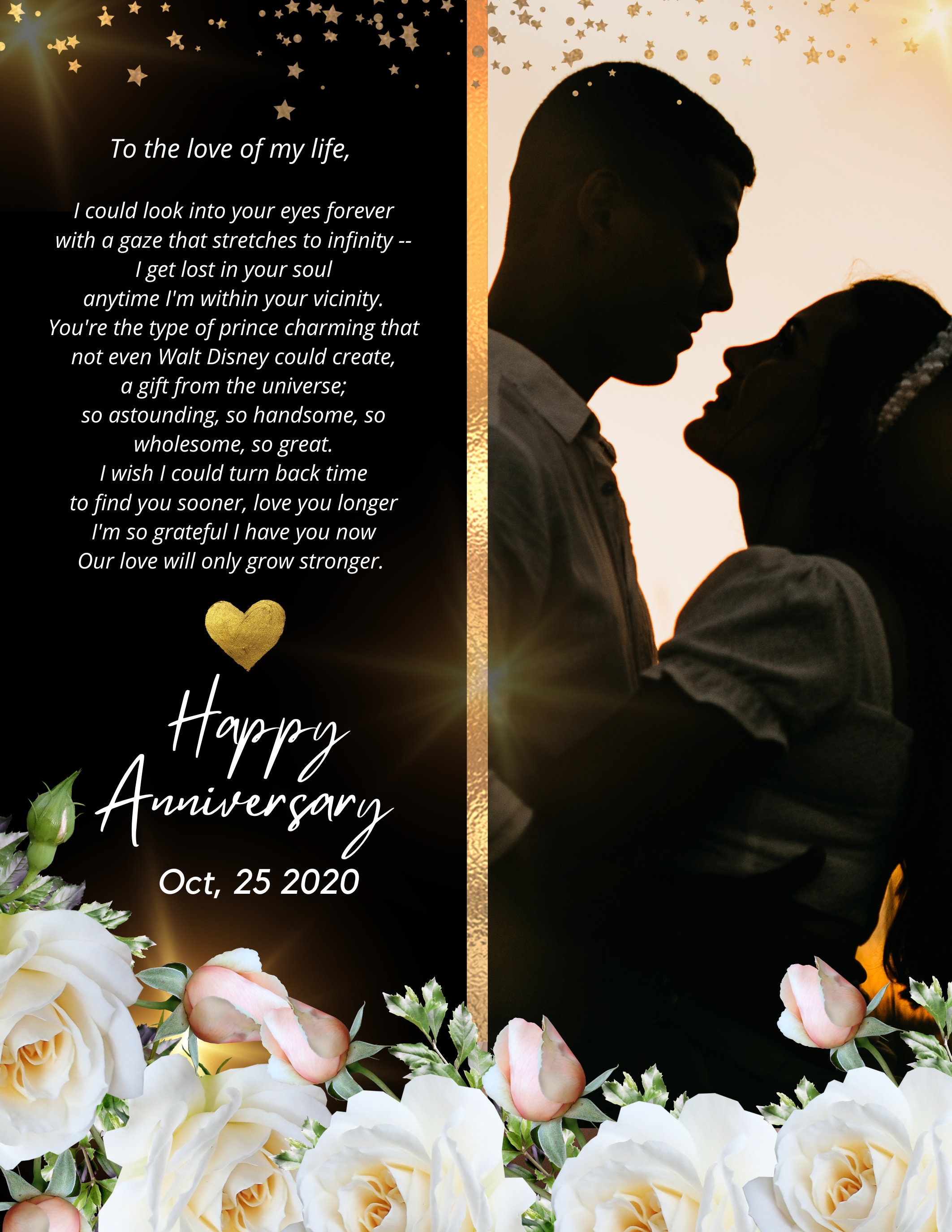 Anniversary Card Template, Digital, Editable, Love, Romance, Happy ...