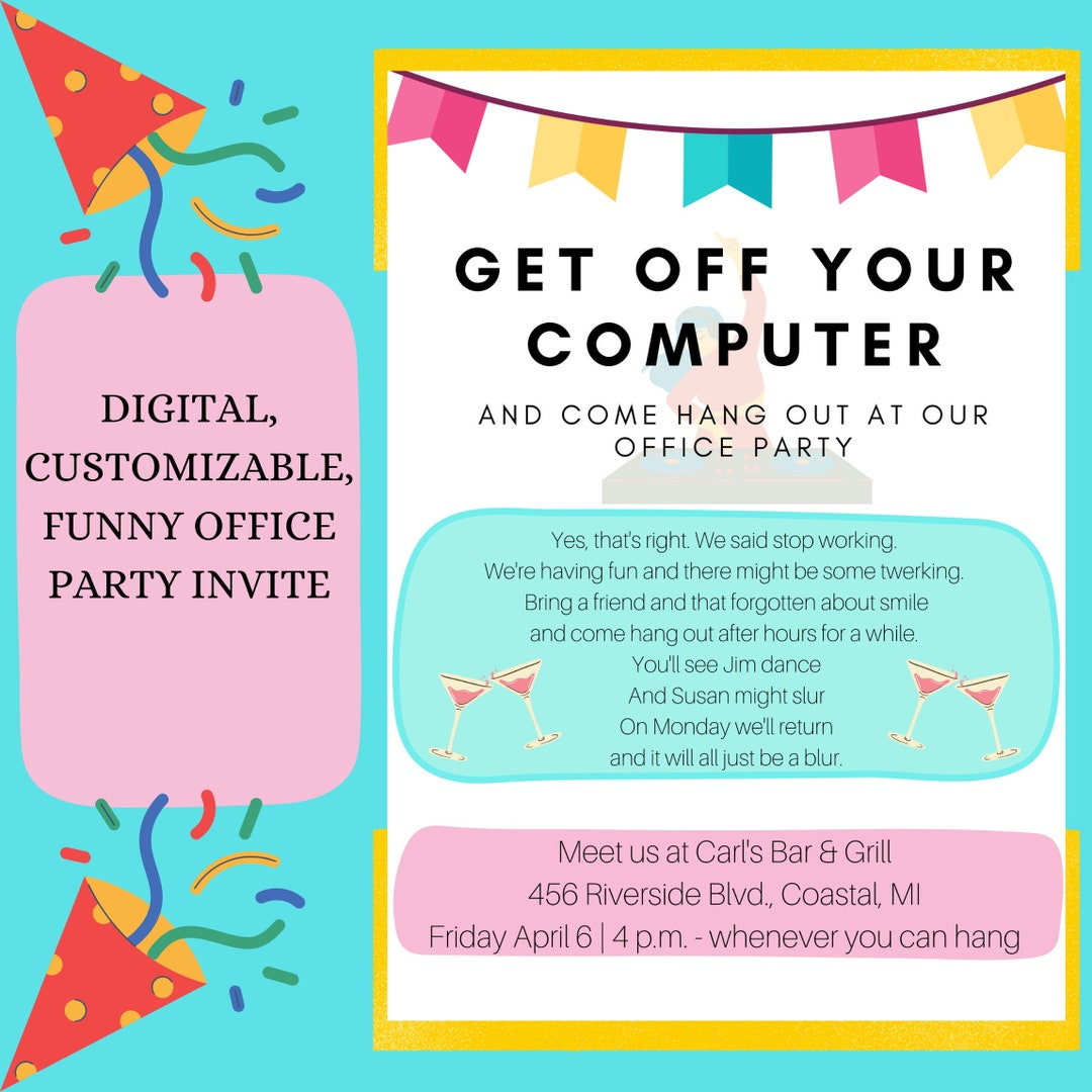 Office Party Invitation Work Party Funny Invitation Etsy New Zealand