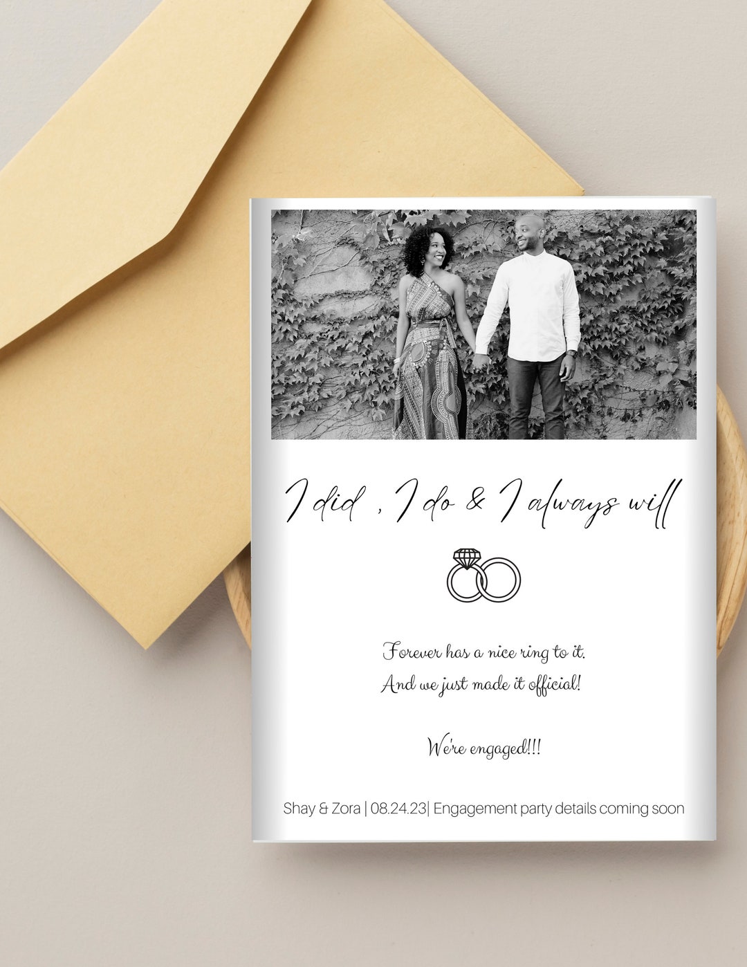 Engagement Announcement Digital Template, Card, Couples, Wedding ...