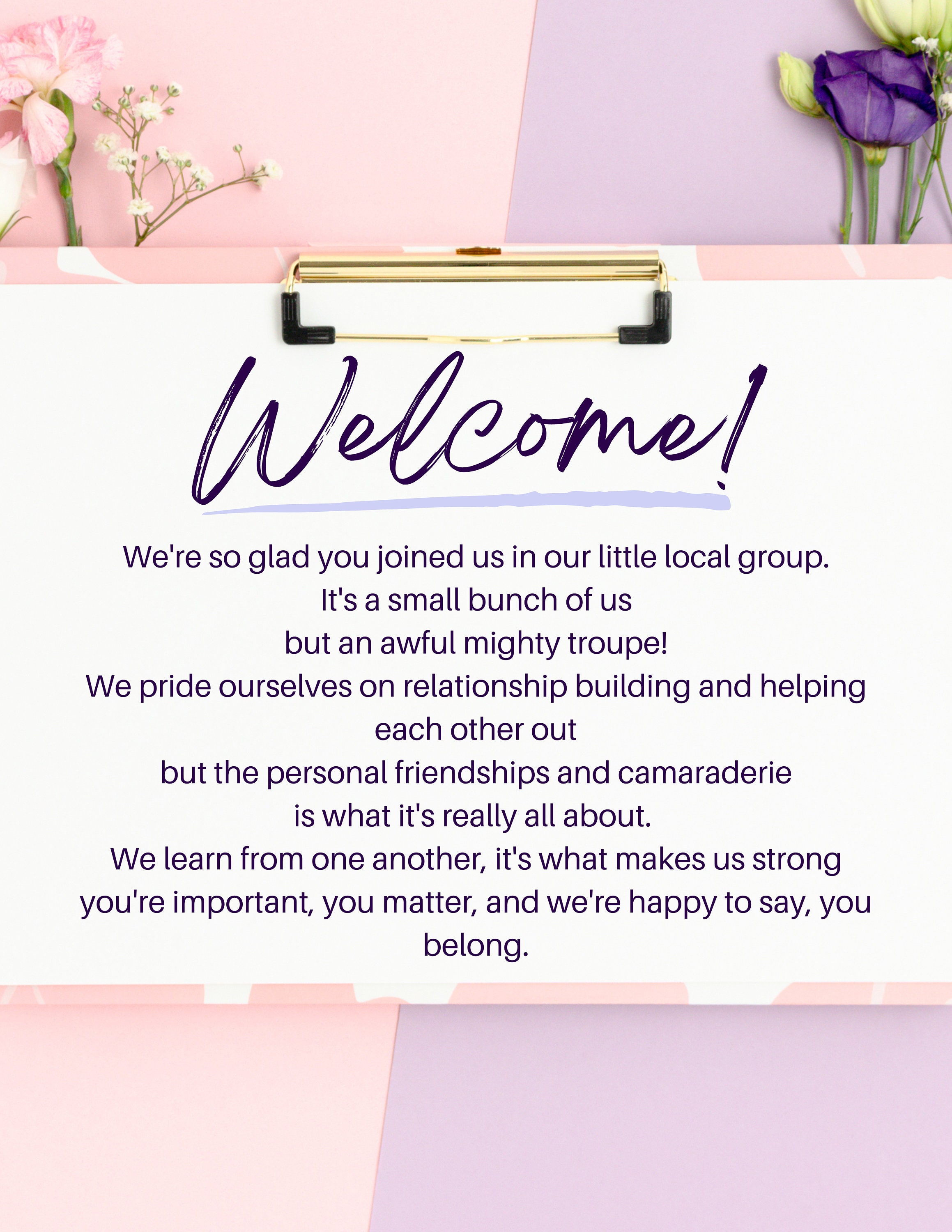 Welcome Letter for Gift Basket, Networking Group Welcome, Company Gifts ...