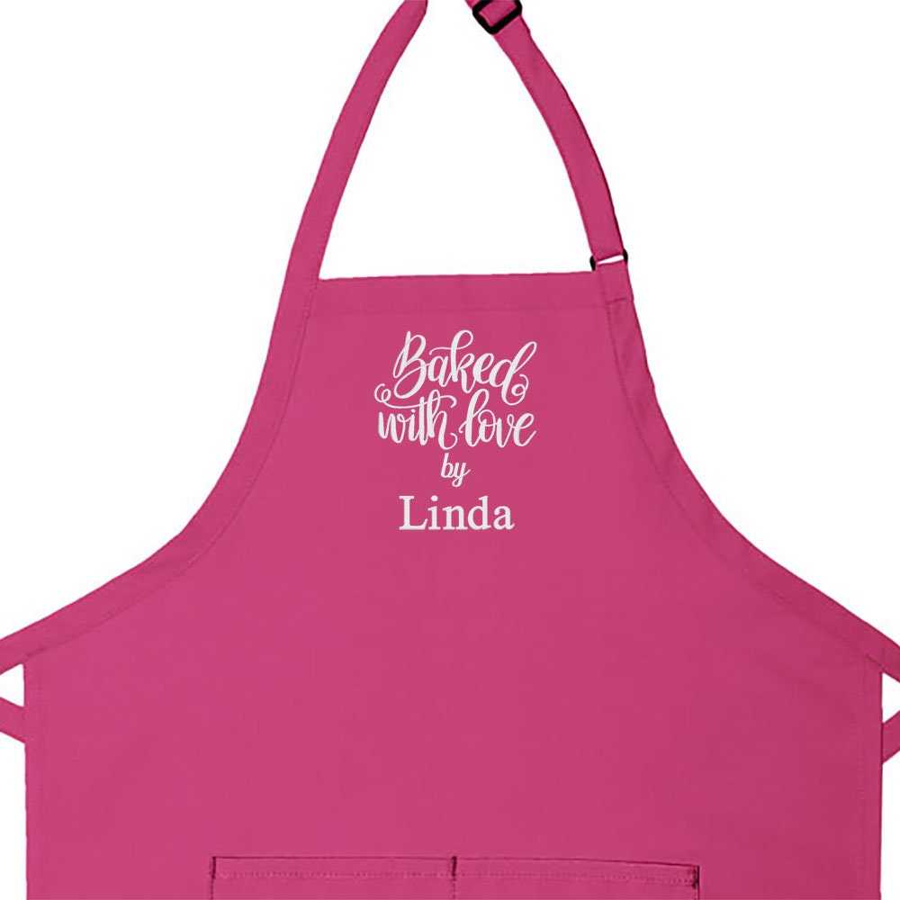 Personalized Apron Embroidered Baked With Love Design Add a | Etsy
