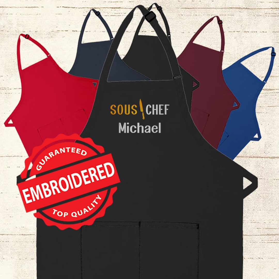 Personalized Apron Embroidered Sous Chef Design Add a Name - Etsy