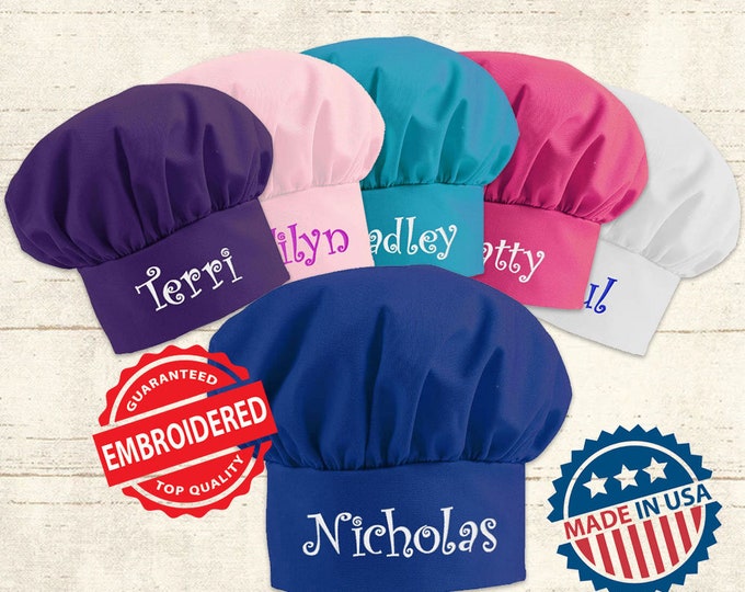 Kids Patterned Chef Hat, Personalized, Custom, Kitchen, Cook, Toddler ...