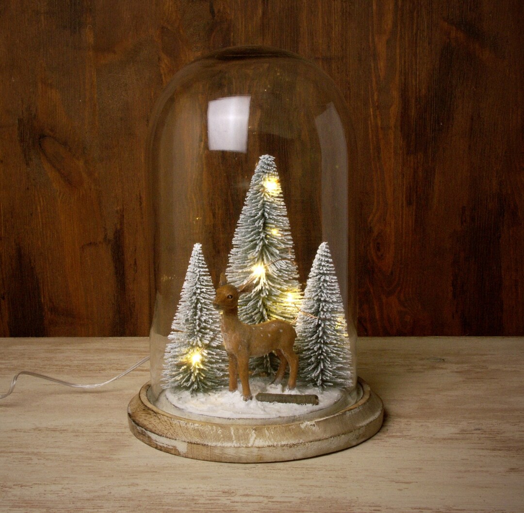 Illuminated Winterwonderland Glass Dome - Etsy