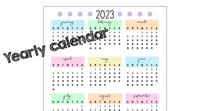 2023-2024 Pastel Calendar Printable Calendar Yearly - Etsy