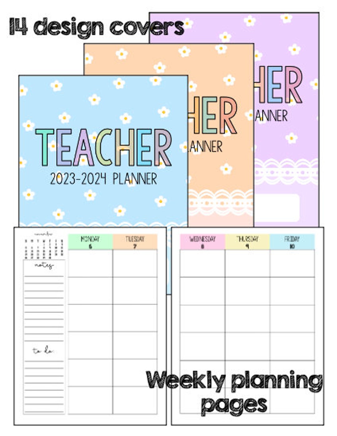 Teacher Planner, Pastel Planner, Printable Planner, Teacher Binder ...