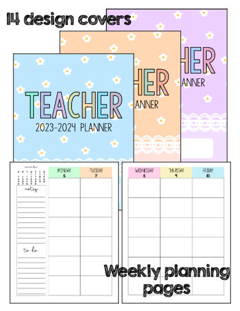 Teacher Planner, Pastel Planner, Printable Planner, Teacher Binder ...