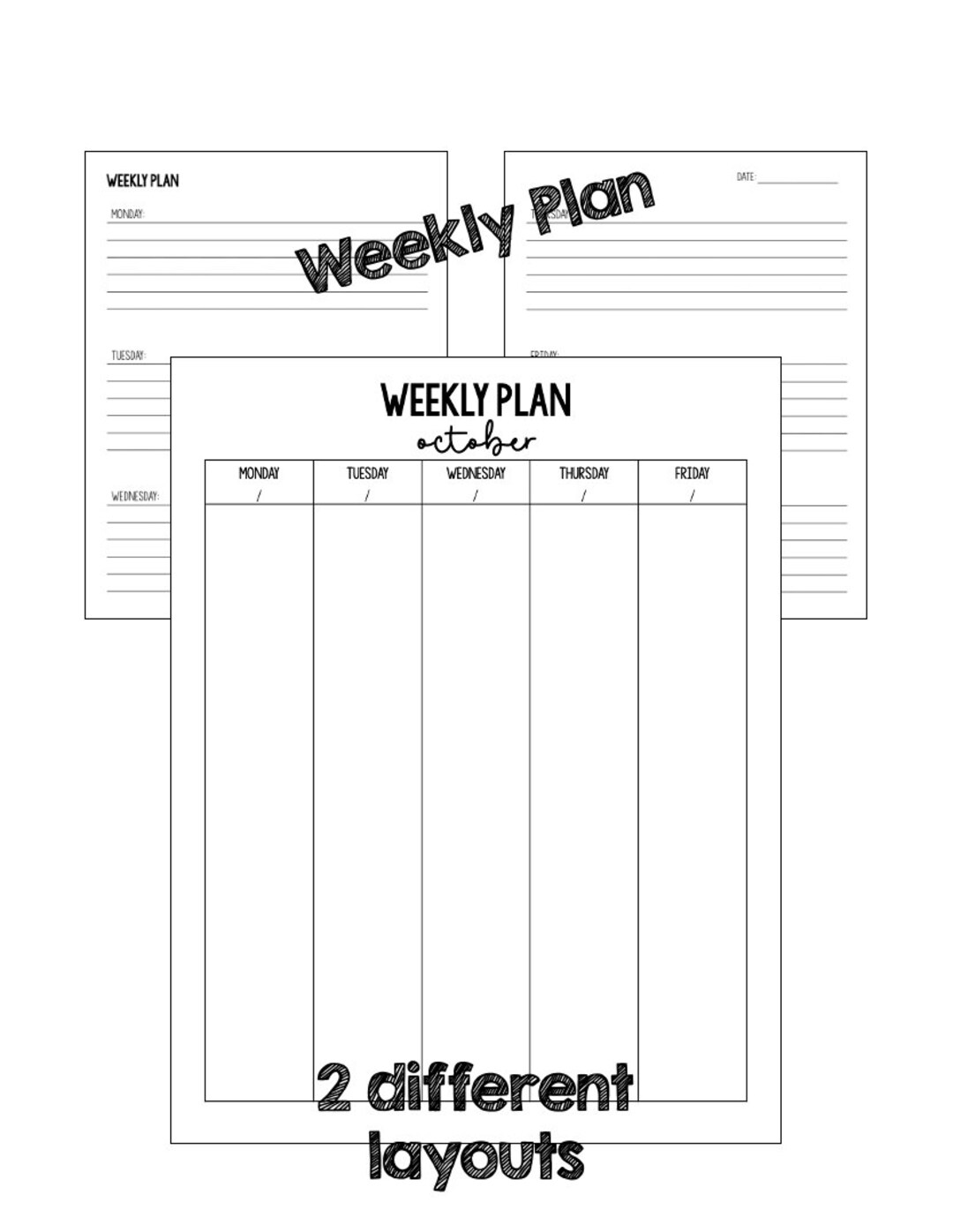 Weekly Plan, Weekly Planner, Simple Planner, Simple Weekly Planner ...