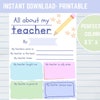 Teacher Appreciation INSTANT DOWNLOAD, Printable Teacher Thank You Card ...