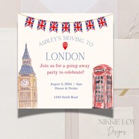 Editable London Themed First Birthday Invitation | Printable Canva ...