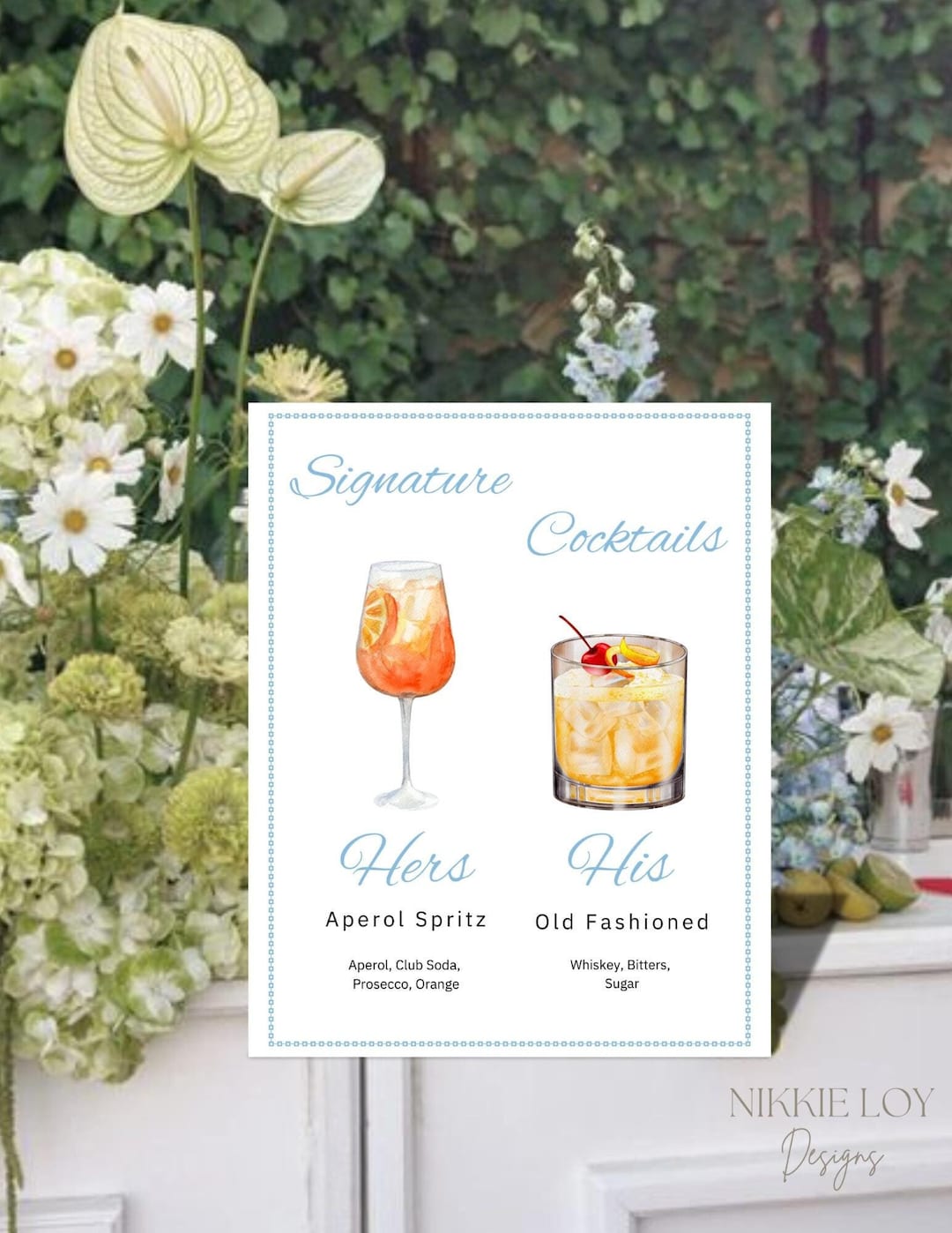 Signature Cocktail Menu Template for Weddings & Events, His and Hers ...