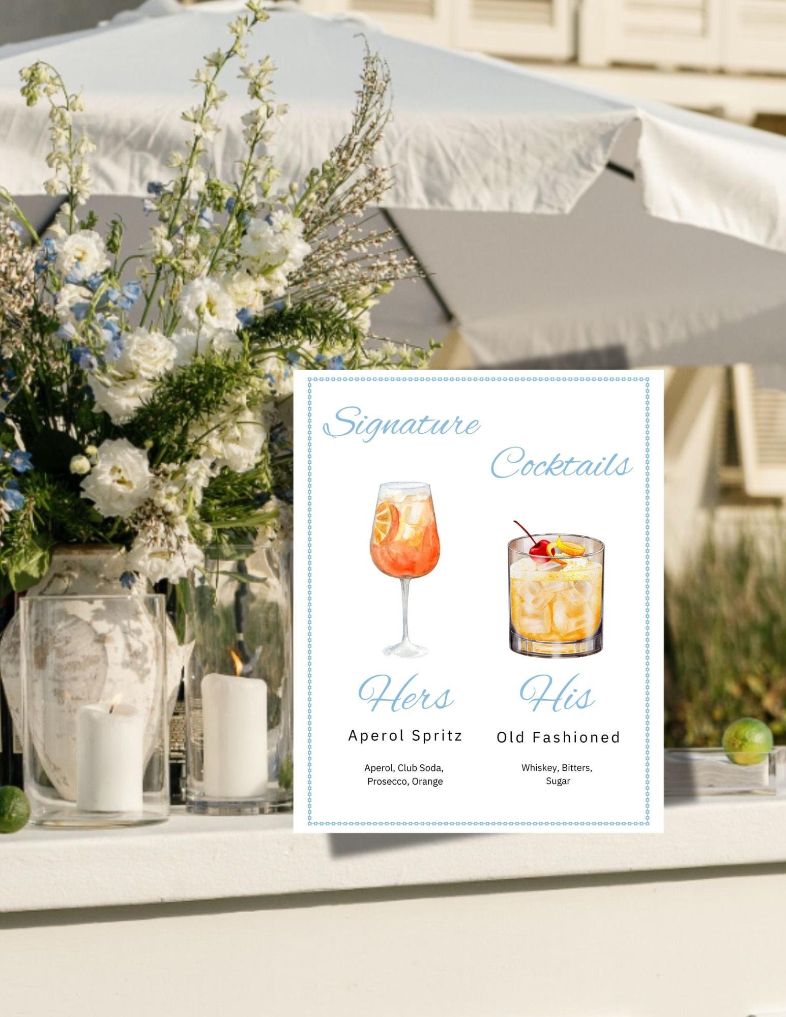 Signature Cocktail Menu Template for Weddings & Events, His and Hers ...