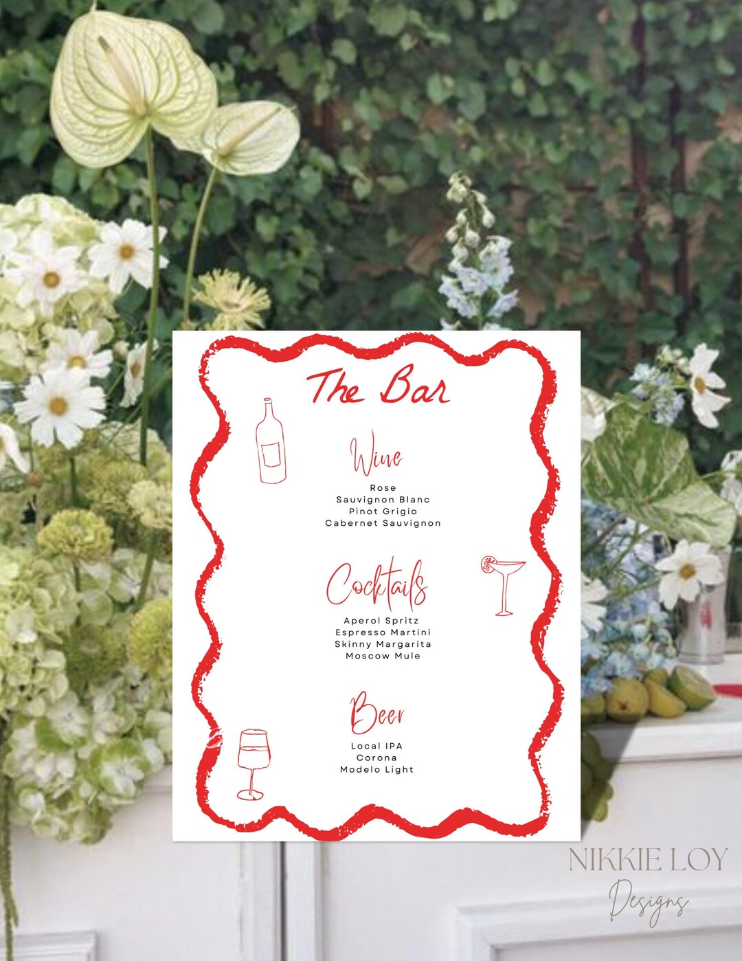 Editable Bar Menu Template - INSTANT DOWNLOAD | Whimsical Hand-drawn ...