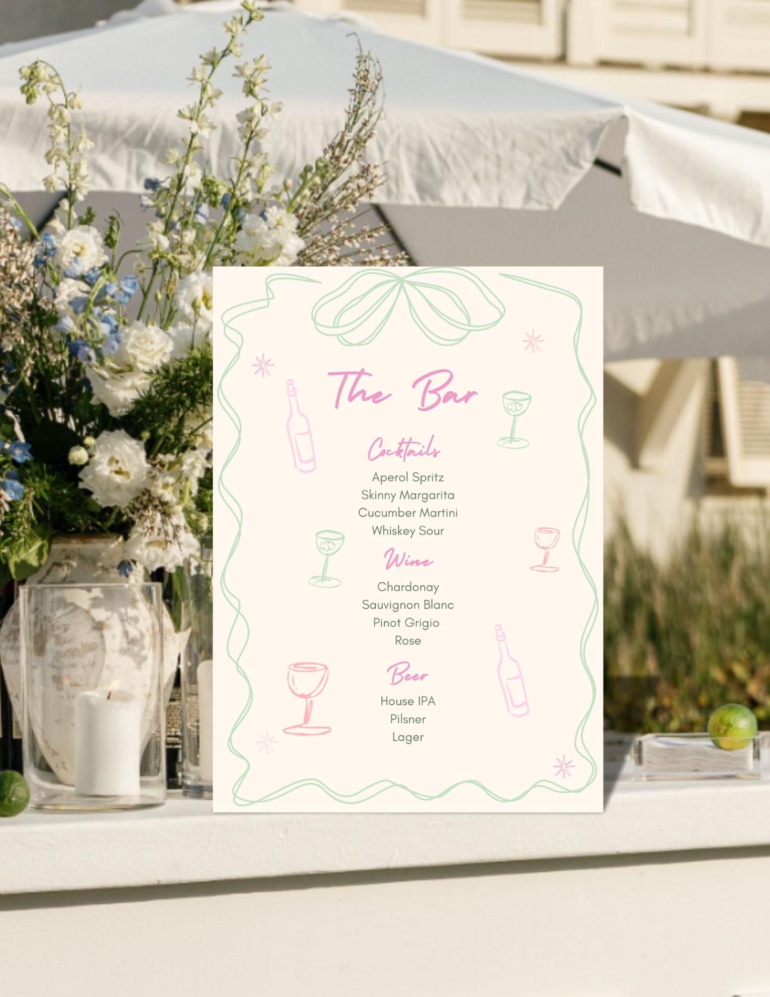 Whimsical Bar Menu Template INSTANT DOWNLOAD Editable Canva Download ...