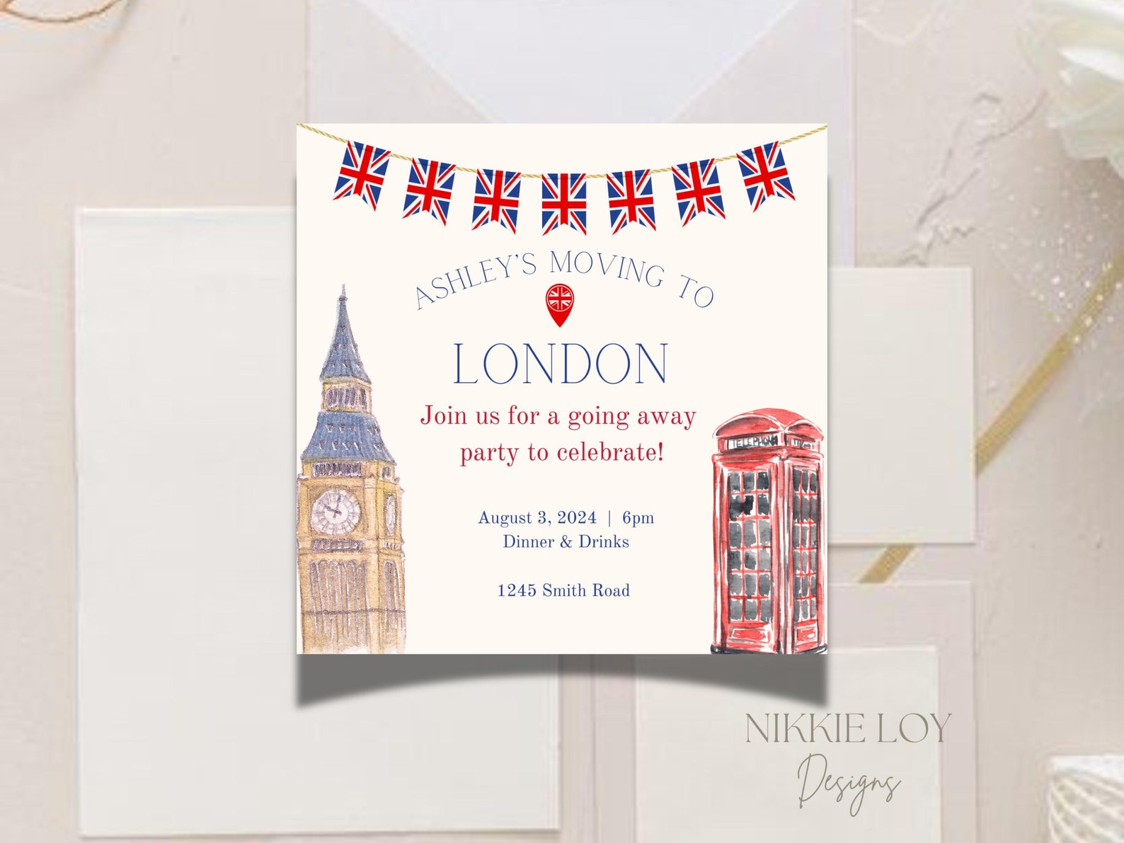 INSTANT DOWNLOAD | Going Away Party Invitation Template | London Theme ...