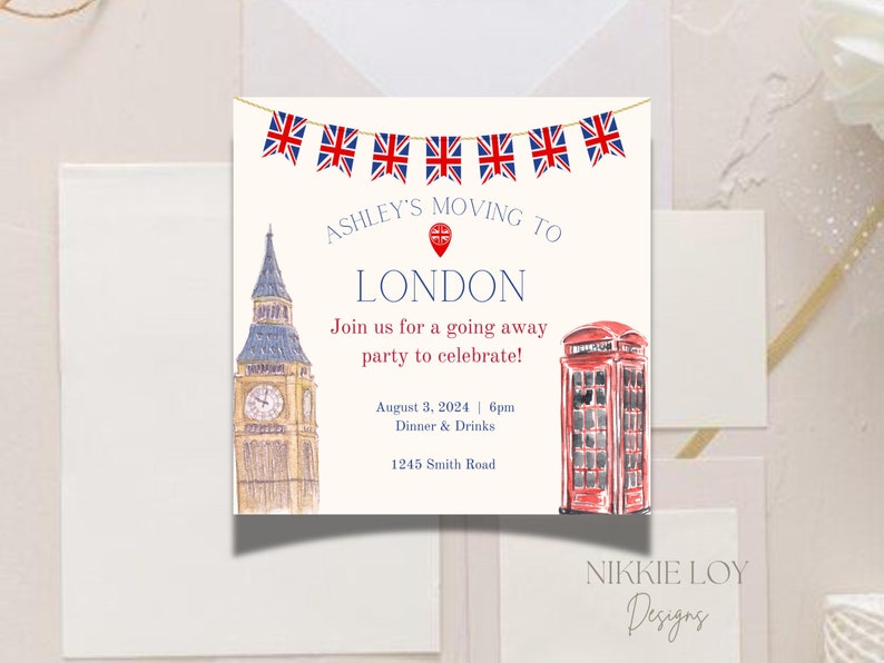 INSTANT DOWNLOAD | Going Away Party Invitation Template | London Theme ...