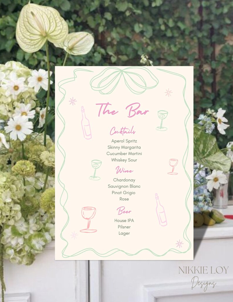 Whimsical Bar Menu Template INSTANT DOWNLOAD Editable Canva Download ...