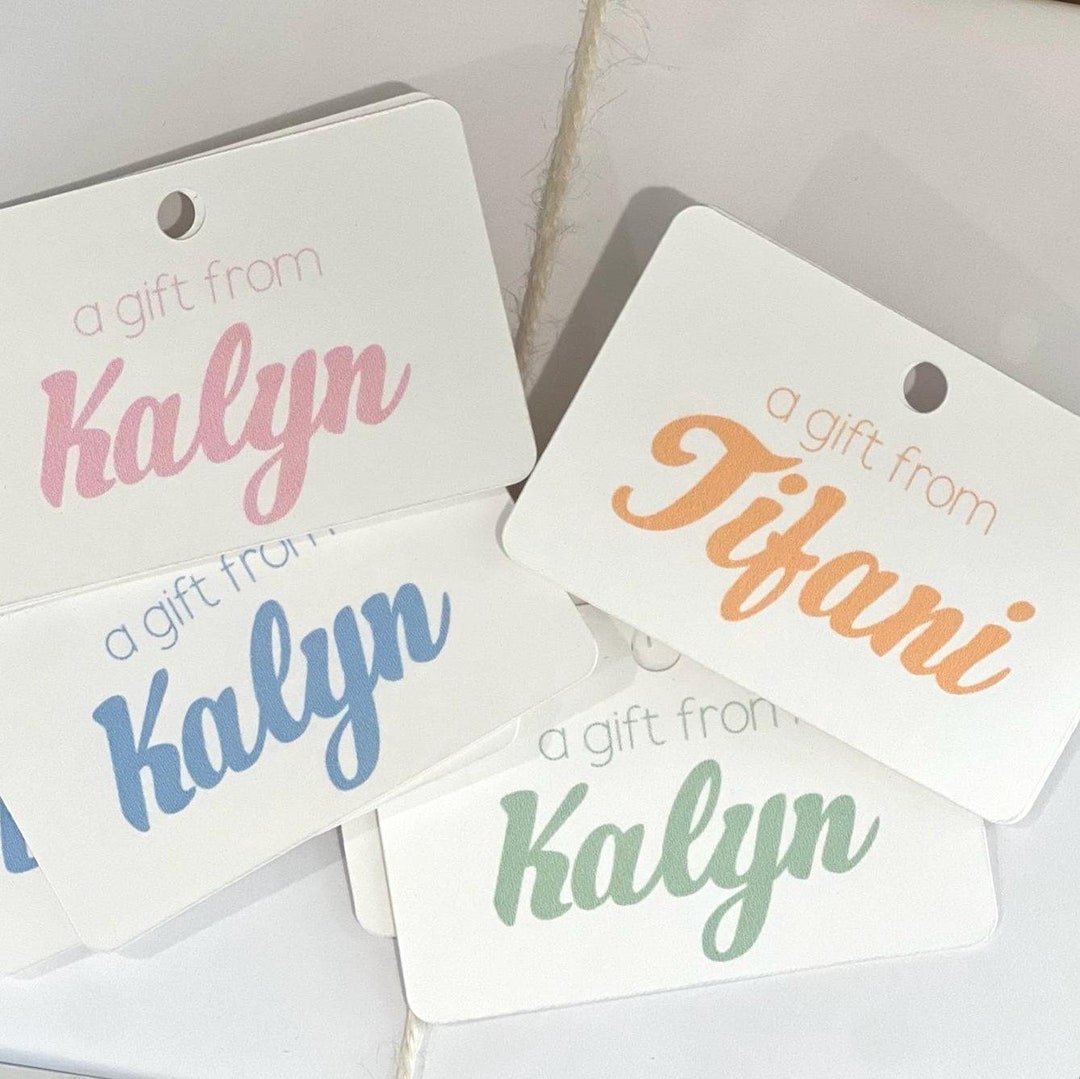 Personalized Birthday Gift Tags: Custom Script Name Labels - Etsy