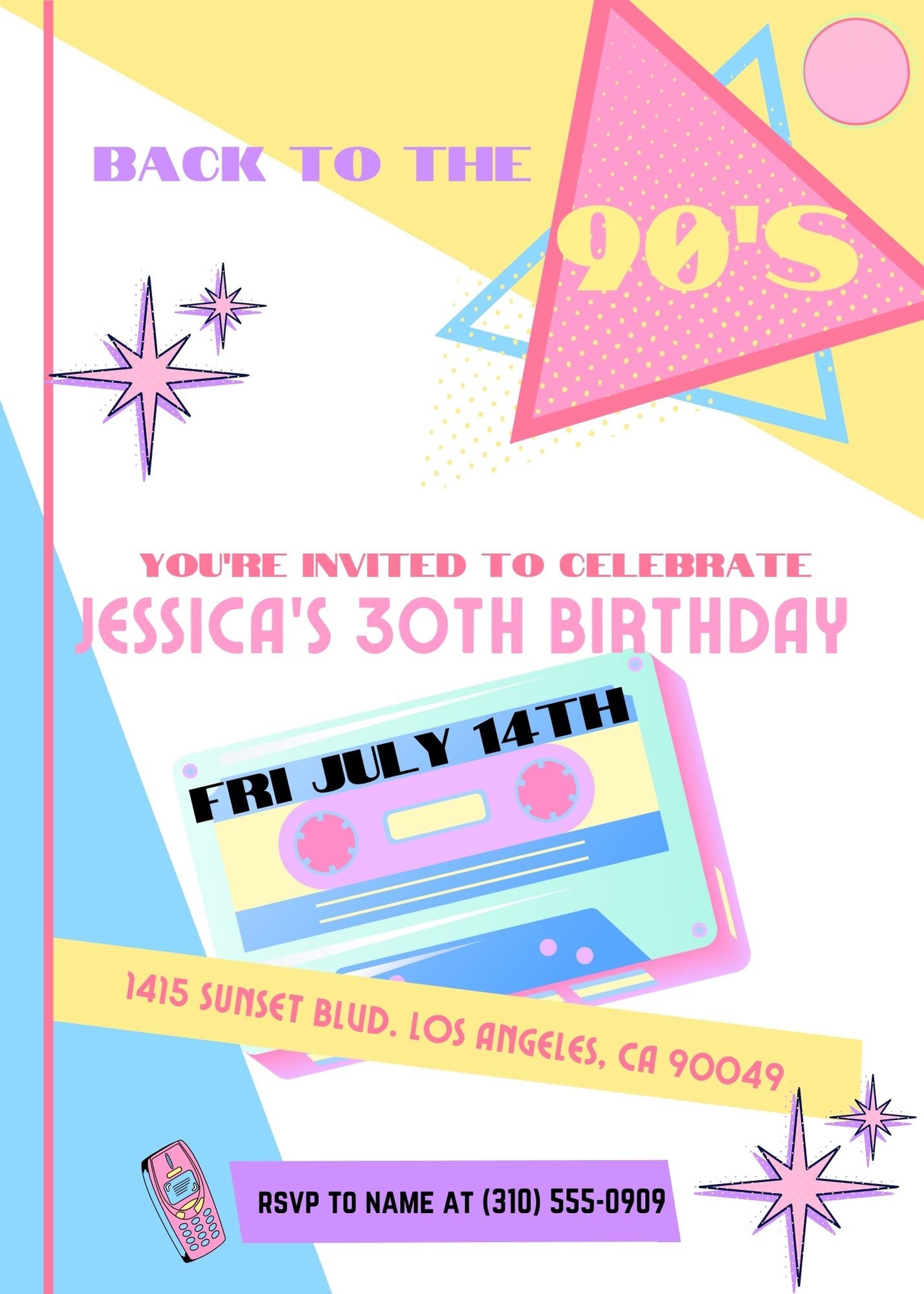 90's Theme Party Invitation Personalized Customizable - Etsy
