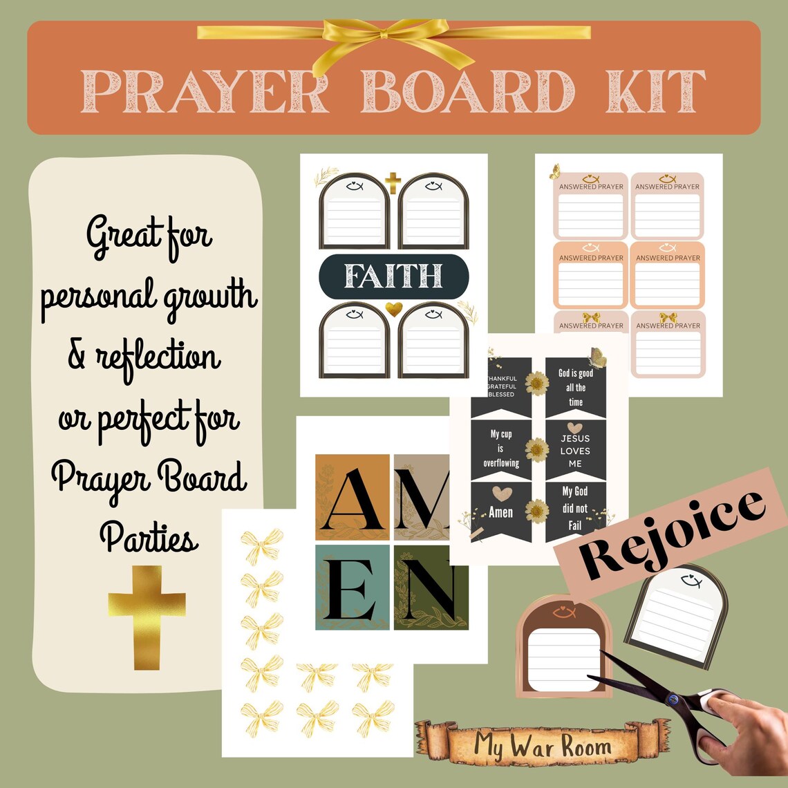 Prayer Board Kit Printable, Boho Prayer Board Bundle, Vision Board 2025 ...