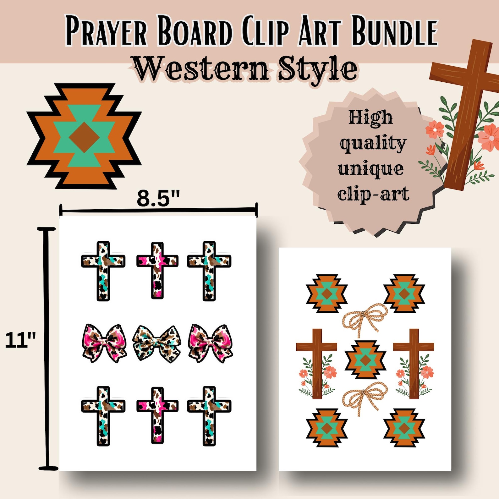 Prayer Board Kit Clipart, Western Theme Scripture Scraps, Faith Junk ...