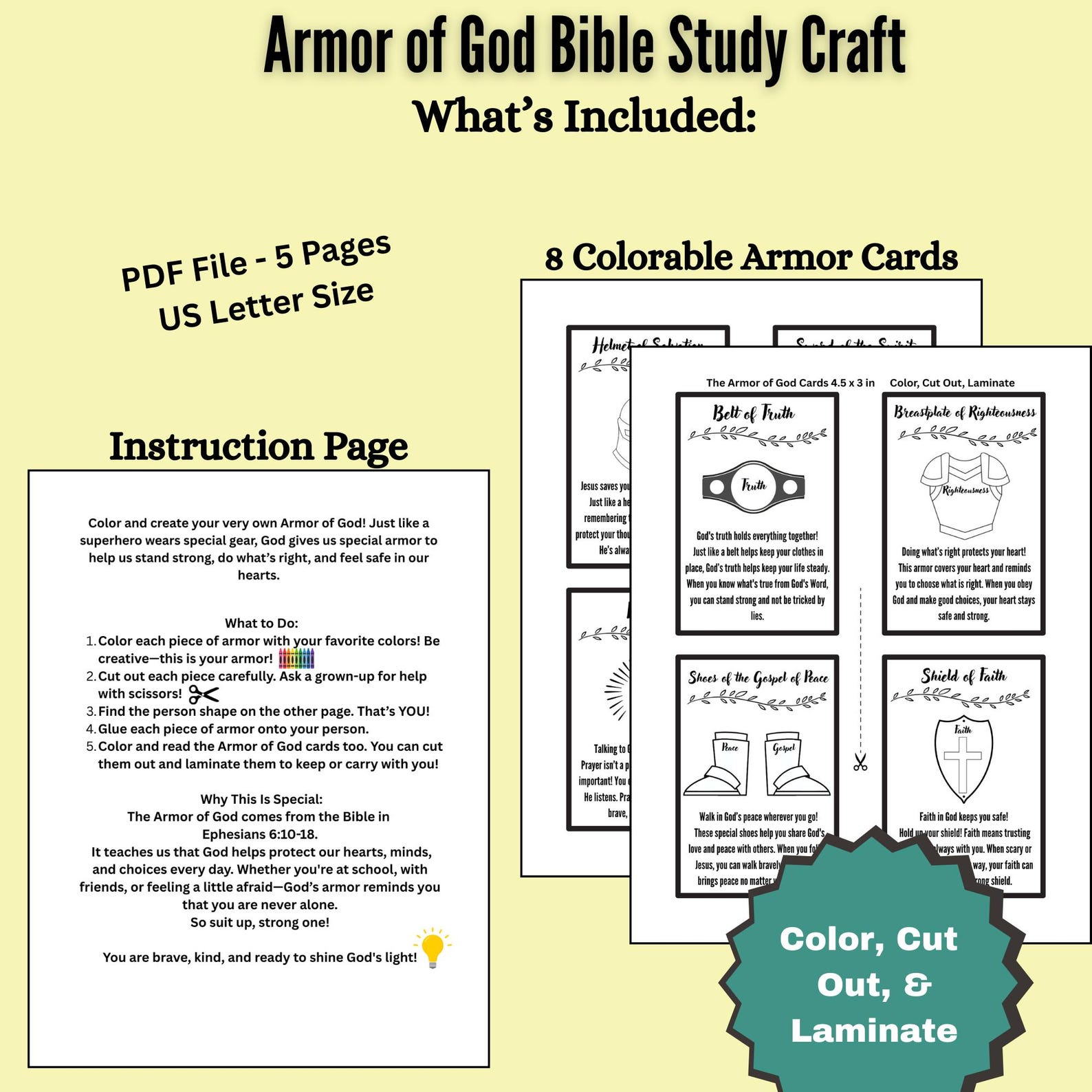 Armor of God Printable Craft, Put on the Armor of God, Bible School ...